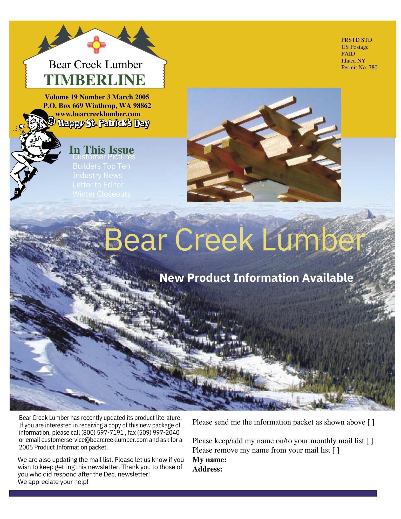 Timberline Newsletter March 2005 - Bear Creek Lumber