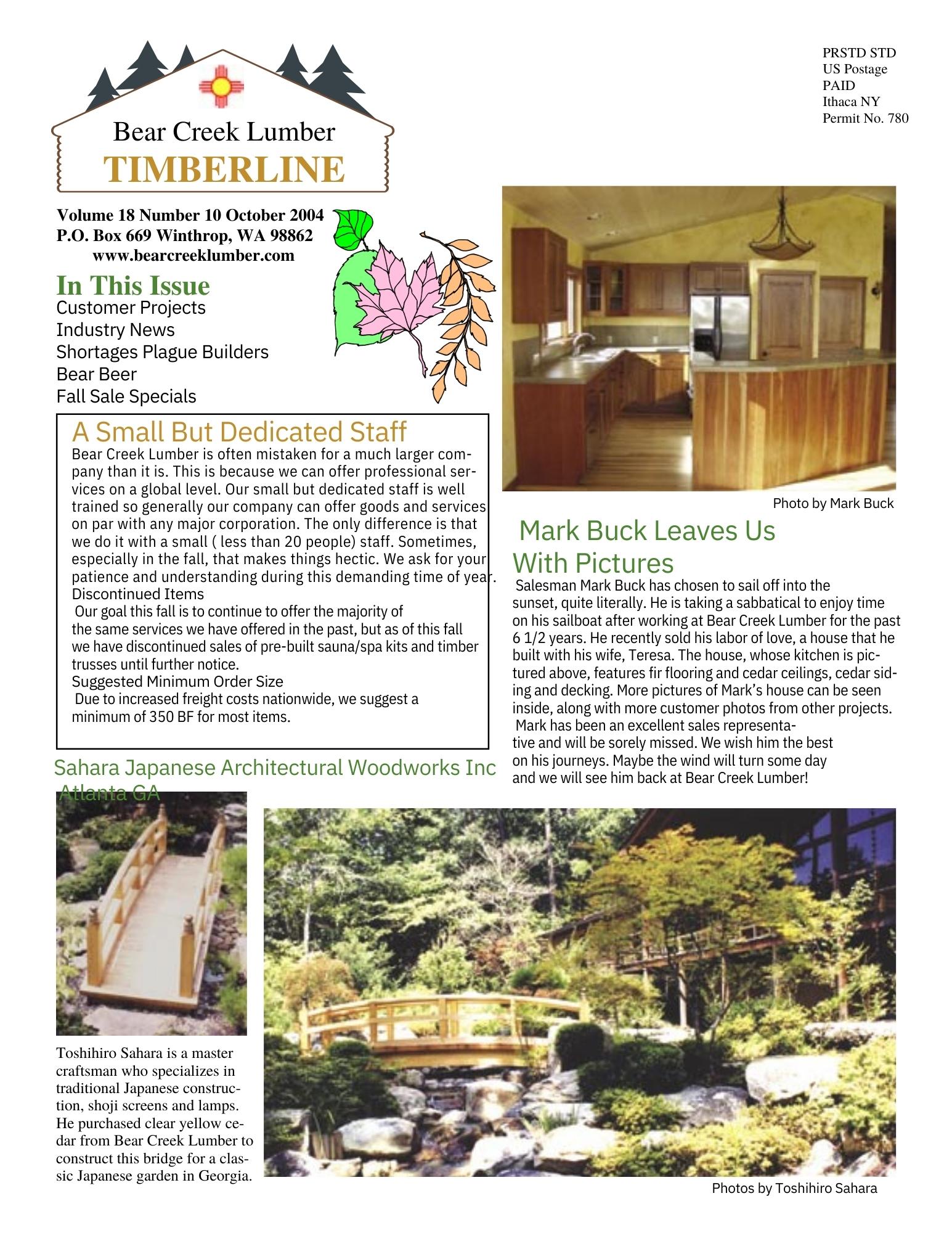 Timberline Newsletter October 2004 - Bear Creek Lumber
