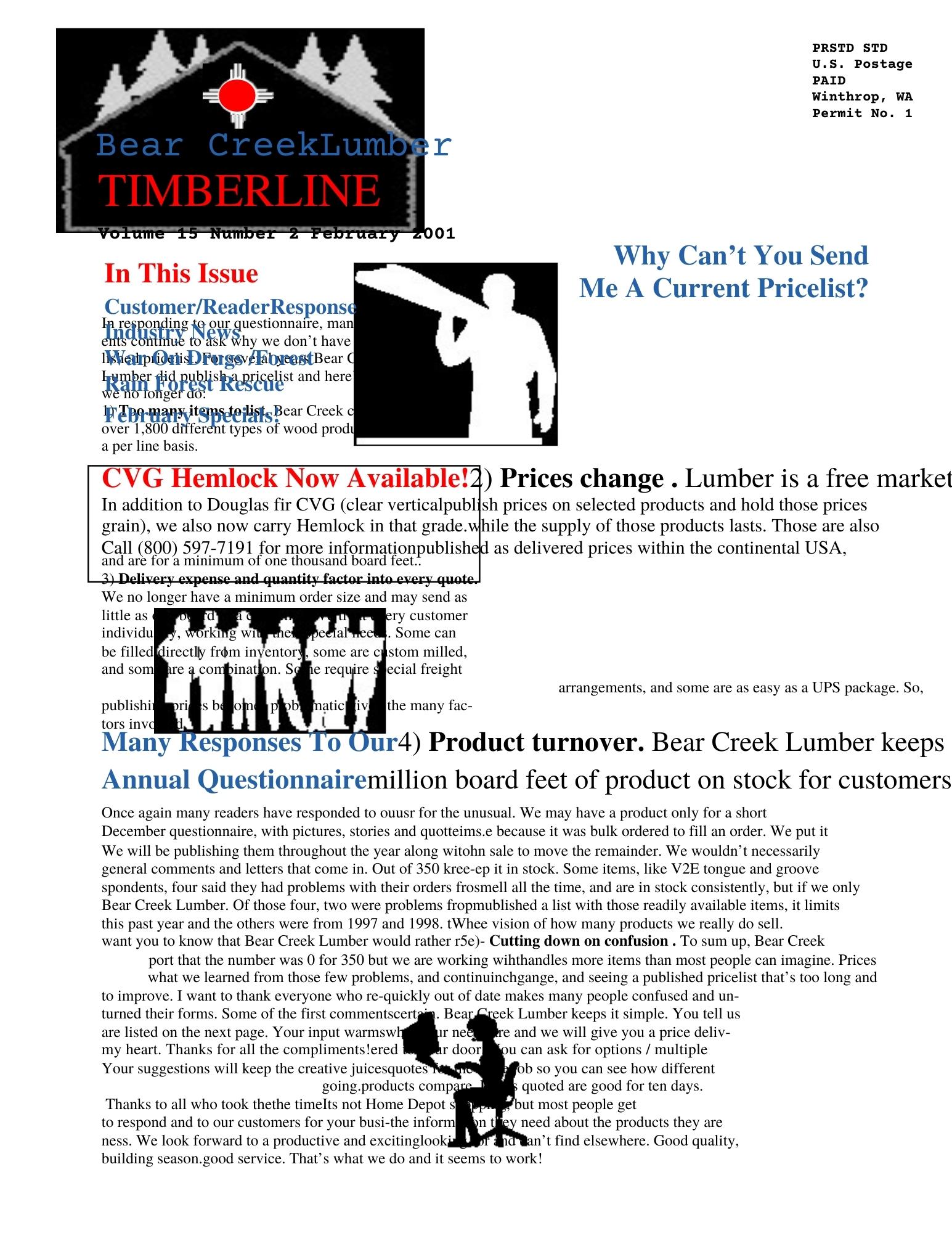 Timberline Newsletter February 2001 - Bear Creek Lumber